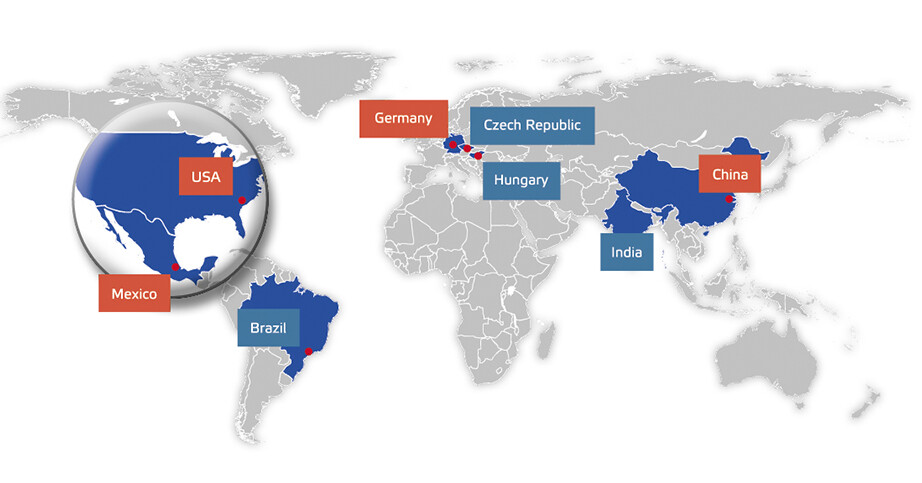 Locations of IFSYS - World wide - Germany, China, Mexico, USA